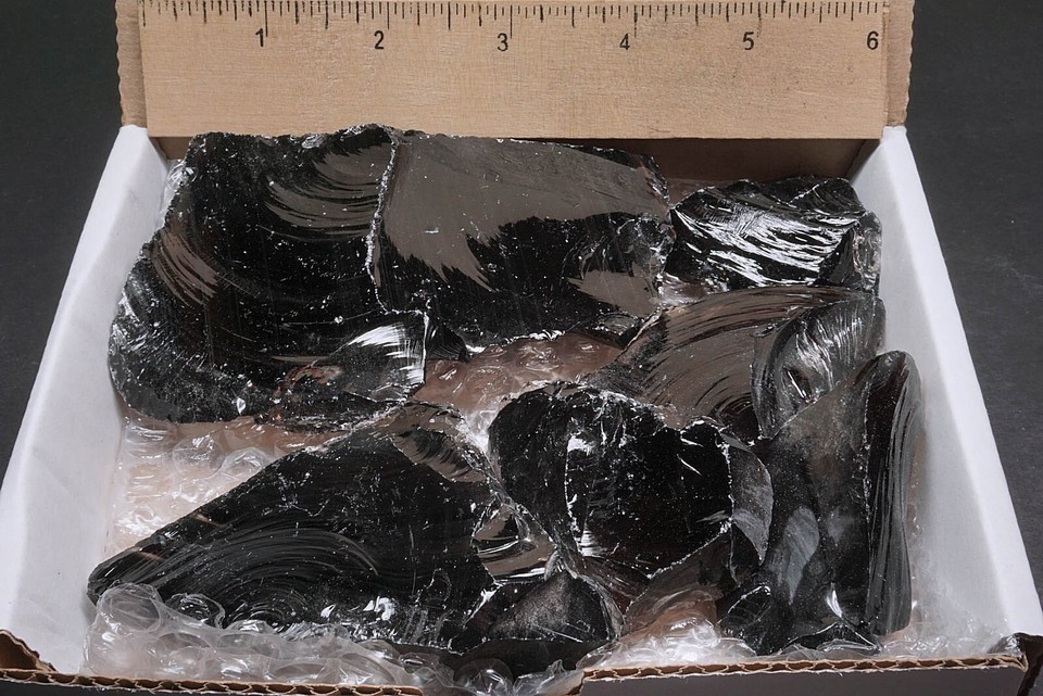 Obsidian 10 OZ Lot Natural Black Volcanic Glass Obsidian Crystal Chunks ...