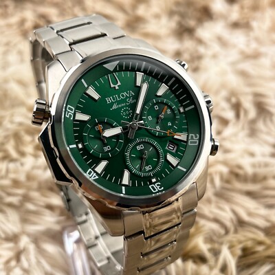 Bulova Marine Star Green Dial Chronograph Stainless Steel Men's Watch ...