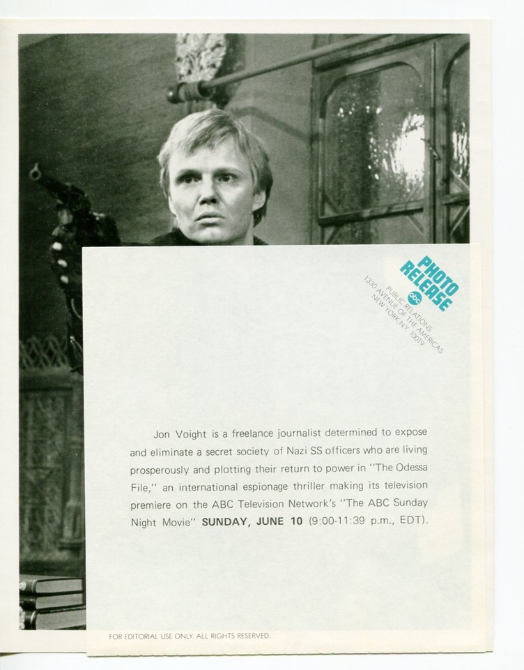 Odessa File-Jon Voight-Mary Tamm-7x9-B&W-Promo-Still-TV-Drama | eBay