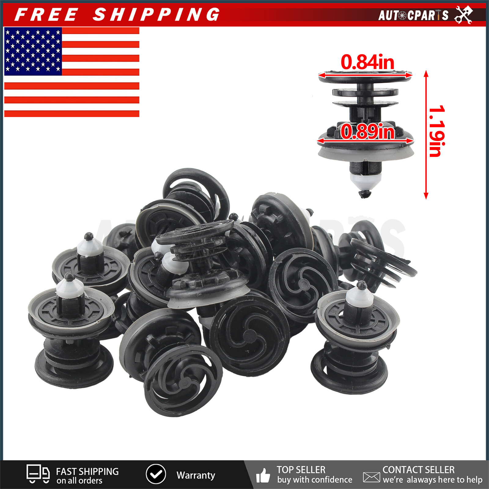 For VW Audi Door Trim Panel Retainer Fastener Clip w/ Sealer (Set of ...