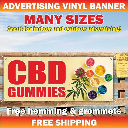 Banner Vinyl Mesh CBD GUMMIES Advertising Sign Flag edibles oil flower ...
