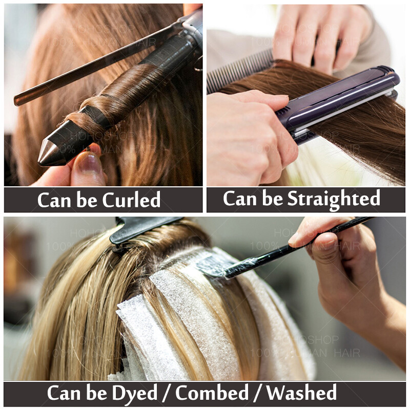 V-Shape Clip In Human Hair Extensions One Piece Weft 3/4 Full Head ...