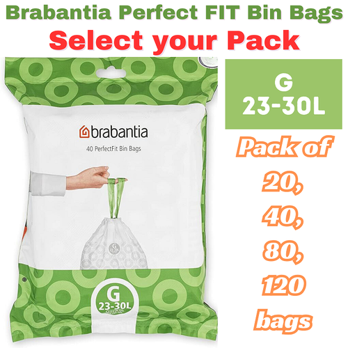 Brabantia Perfect FIT Bin Bags Liners Size G 23-30L Extra Strong 20-40 ...