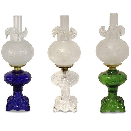 Princess Feather Oil Lamp - Lamp, Brass Burner, Chimney, Etched Ball ...