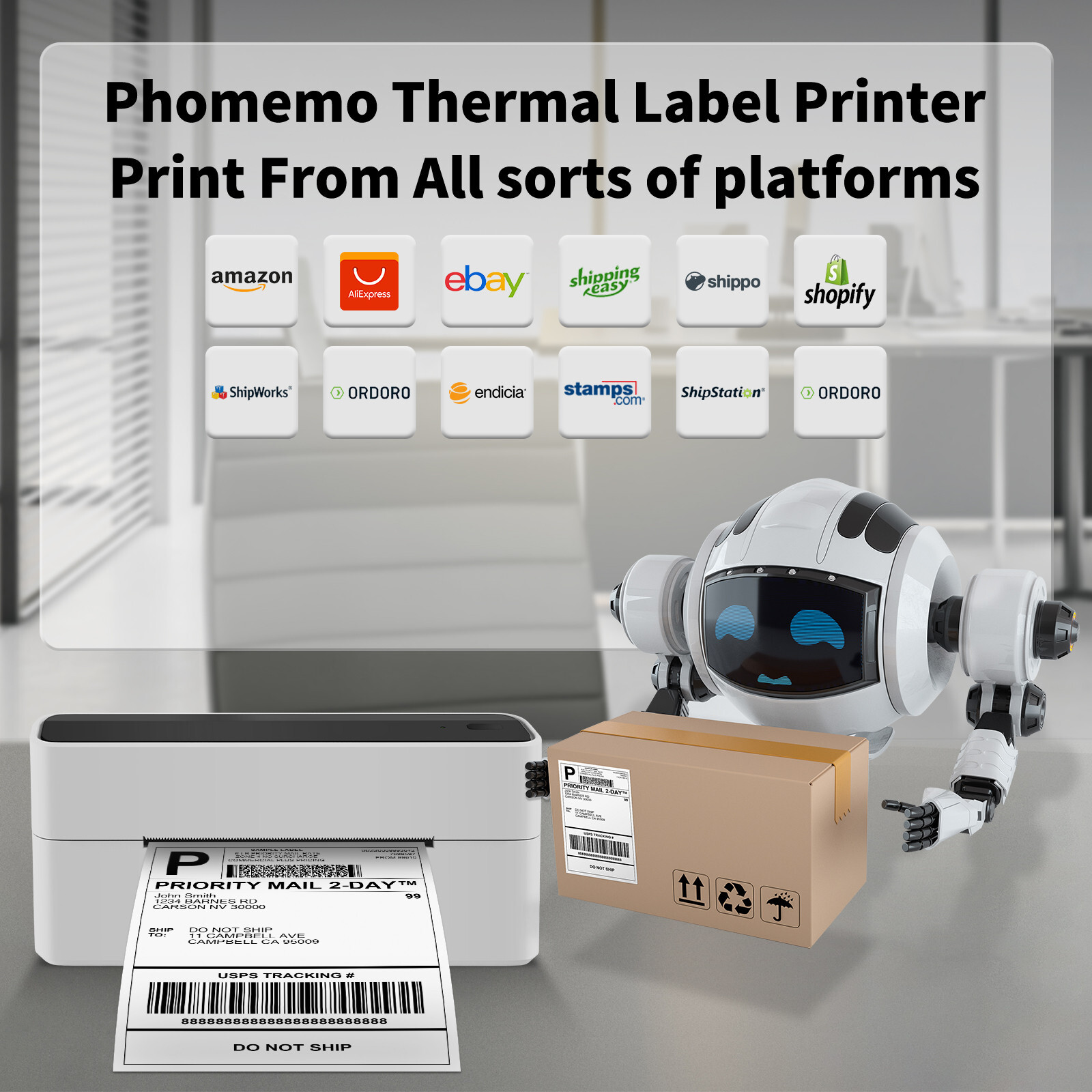 Bluetooth Thermal Label Printer USB 4X6 shipping Label Royal Mail Evri ...