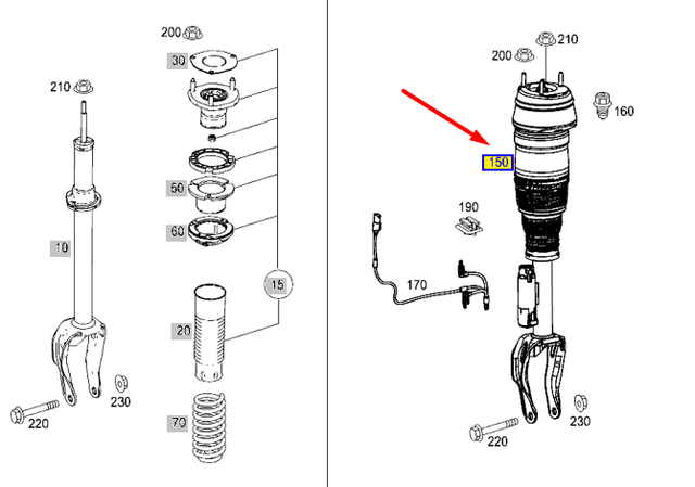 MERCEDES-BENZ GLE Coupe C292 Front Left Shock Absorber A2923202500 ...