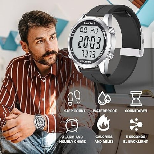 Pedometer Watch for Walking Tracker No App No Bluetooth Sport Outdoor ...
