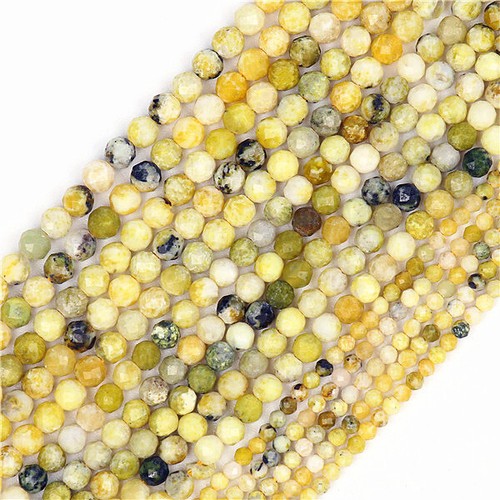 1 Strand 2/3/4mm Natural Yellow Howlite Round Micro Faceted Loose Beads ...