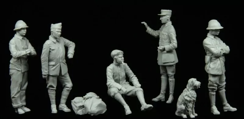 1/35 Resin Figure Model Kit WWI French Tank Crew 5 Figures Unassembled ...