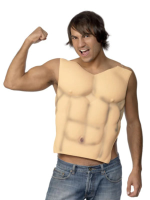 Mens Muscle Chest 6 Pack Abs Muscleman Fancy Dress Novelty Aaccessory ...