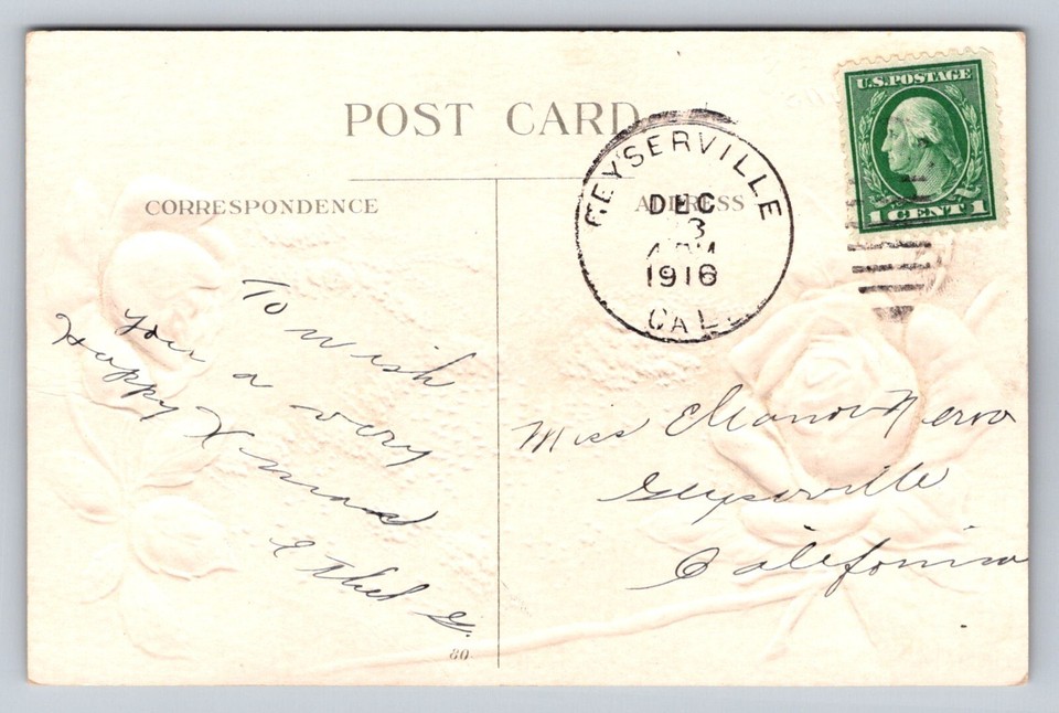 Merry Christmas California Bungalows Winter Scene Houses Pink Roses ...