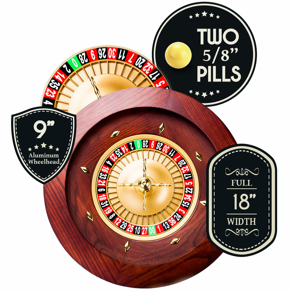 18" Casino Grade Deluxe Wooden Roulette Wheel With Two Ceramic Pills ...