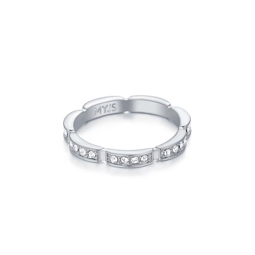 Maillon Link Ring with Swarovski Crystals Rhodium Plated | eBay Australia