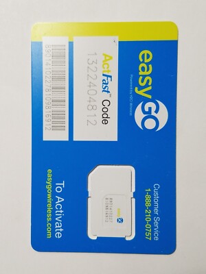 Rare H20 Wireless EasyGo Wireless Prepaid 3 in 1 Nano Micro Sim Card ...