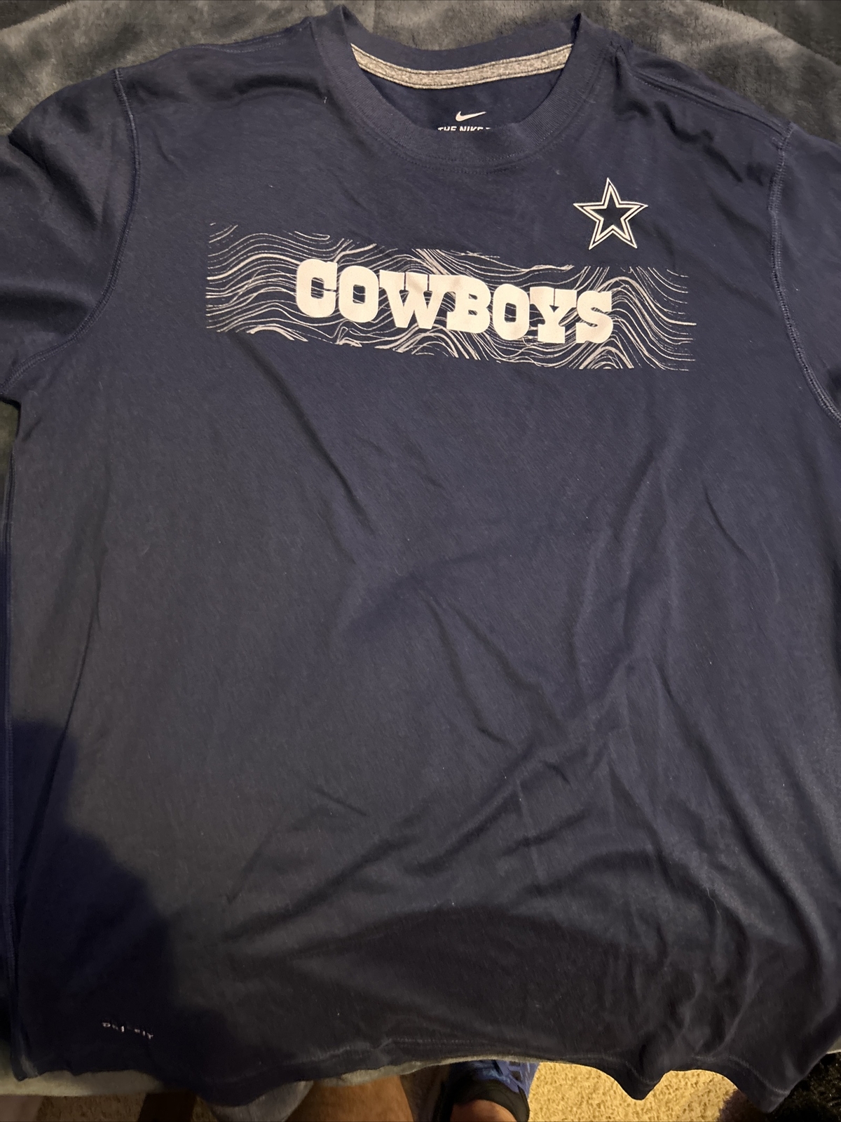 Nike Dri Fit Dallas Cowboys Shirt Your Extra Large XL Navy Blue Crew ...
