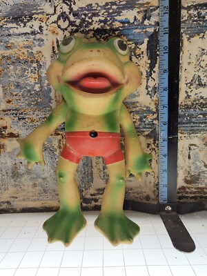 VINTAGE REMPEL CROAKER THE FROG 10" TALL BRIGHT ORIGINAL COLORS RUBBER ...