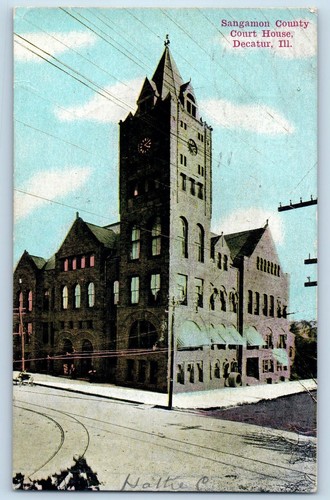 Decatur Illinois IL Postcard Sangamon County Court House Building 1911 ...