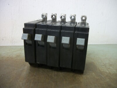 CUTLER-HAMMER LOT OF 5 CHB CIRCUIT BREAKERS CHB120 20AMP 240VOLT 1POLE ...