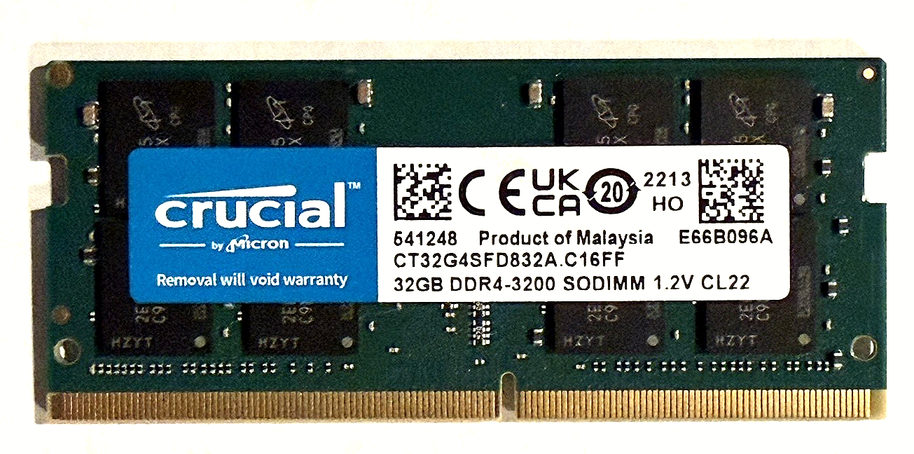 Crucial 32GB DDR4-3200 SO-DIMM Laptop Memory RAM CT32G4SFD832A 1.2V ...