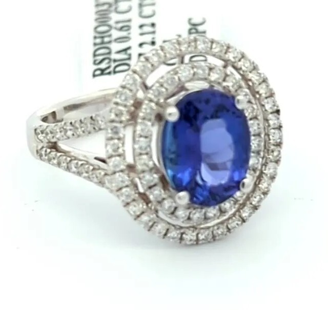 Video 2.73CT 18K Solid Gold Natural Tanzanite Diamond Halo Ring Engagement | eBay