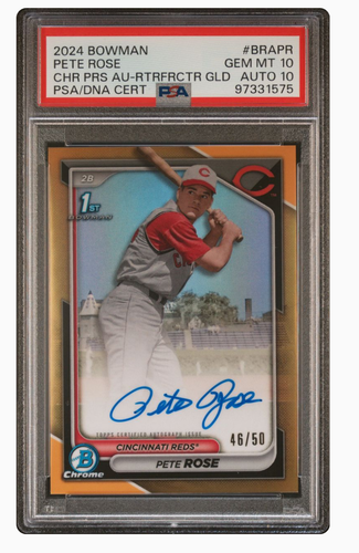 2024 Bowman Pete Rose Reds Gold Retrofractor Autograph Auto /50 BRA-PR ...
