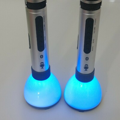 Singing Machine Duet 2 Karaoke Microphones Light Up Bluetooth Speakers ...