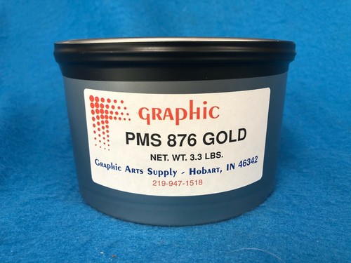 PMS 876 GOLD OFFSET INK (RUNS GREAT) LARGER VACUUM PACKED 3.3 LB. CAN ...