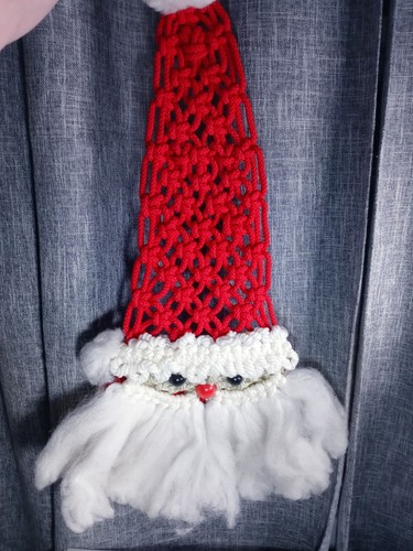 Vintage 70s Macrame Santa Clause Face Wall Hanging with bells | eBay