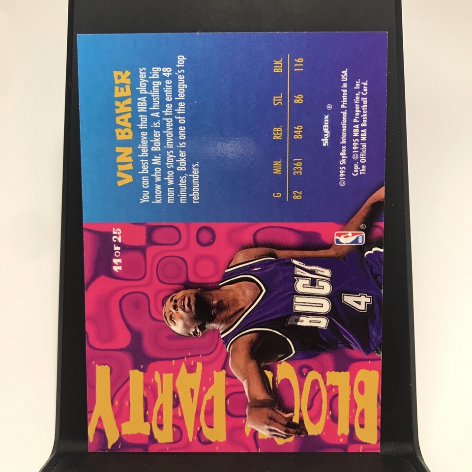 1995-96 Hoops Block Party Milwaukee Bucks Basketball Card #11 Vin Baker ...