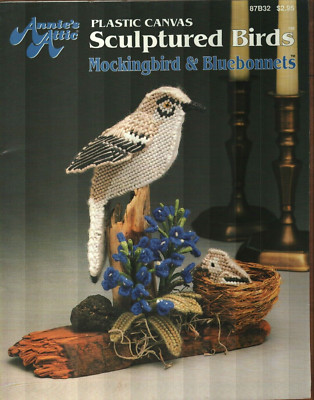 USED SCULPTURED BIRDS MOCKINGBIRD & BLUEBONNETS ANNIE'S PLASTIC CANVAS ...