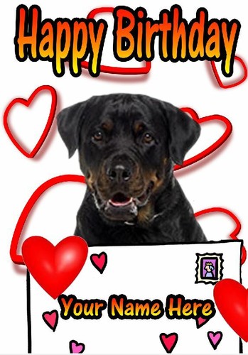 Rottweiler Dog love Birthday Greeting Personalised Card A5 Pa2 Any Name ...