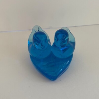 Glass Double Blue Bird of Happiness on a Heart | eBay