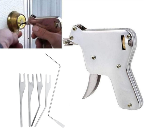 Lock Pick Gun with 5 Tips, Stainless Steel Lock Picking Kit, Locksmith ...
