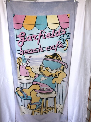 VTG 1978 Garfield’s Beach Cafe Large Beach Towel Franco 57x29” Cartoon ...