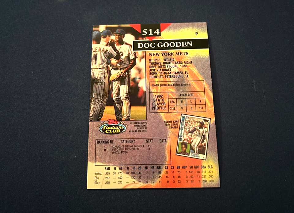 1993 Stadium Club Baseball Dwight Gooden #514 Set Break NM | eBay
