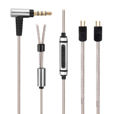 0.78mm 2pin CIEM connector Silver Plated Audio Cable With Remote mic ...