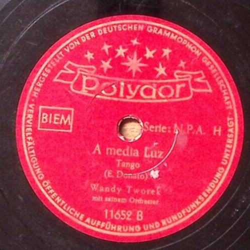 WANDY TWOREK JALOUSIE / A MEDIA LUZ PLOYDOR RECORDS GERMAN 78 RPM 251 ...