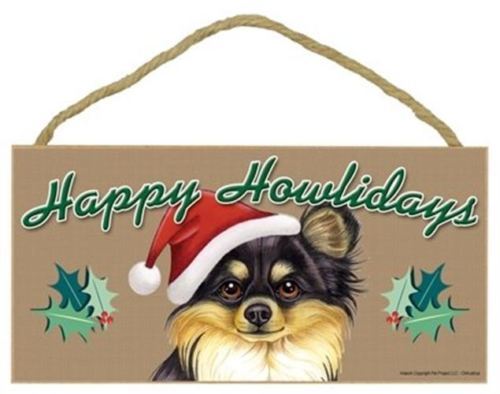 Happy Howlidays Chihuahua Blk Tan Christmas Holiday Dog Sign 5"x10 ...