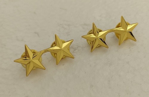 PAIR OF WW2 US ARMY OFFICER 2 STAR MAJOR GENERAL RANK BADGES PIN-US292 ...