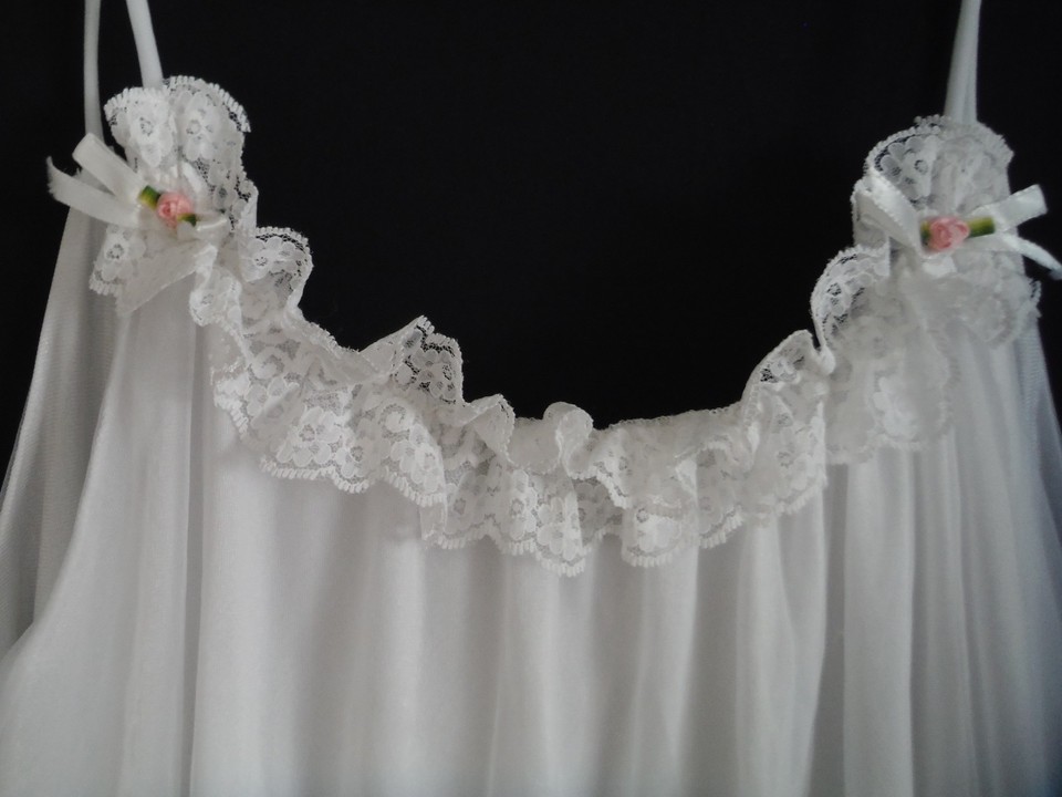 TOSCA VTG New GORGEOUS! Chiffon Lingerie Negligee Gown Lined Lace Trim ...