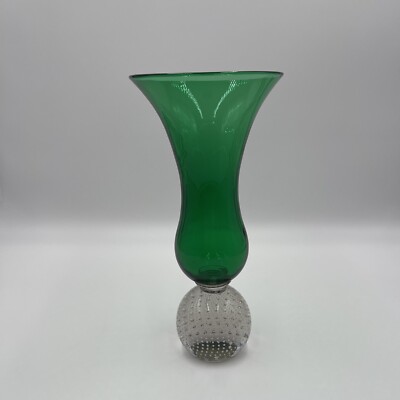Mid Century Carl Erickson Emerald Green Paper Weight Base Art Glass ...