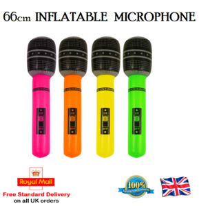 1 x 66cm INFLATABLE MICROPHONE Blow Up Fancy Dress Party Prop Musical ...