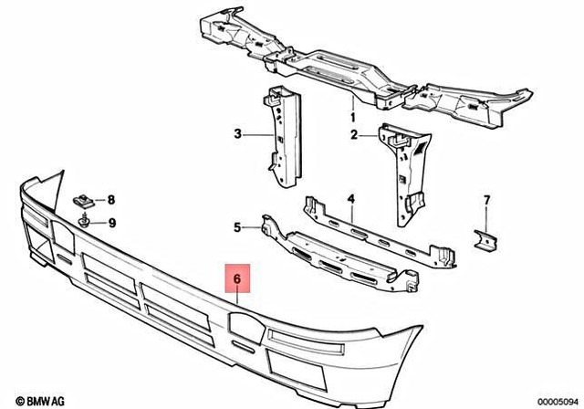 BMW E30 Front Panel Facelift Euro Genuine 41331961225 for sale online ...