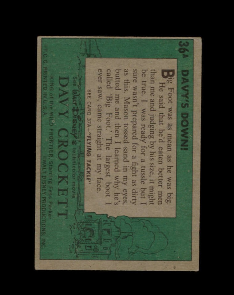 1956 Topps Davy Crockett Green Back #036 Davy's Down STARX 3 VG (CS126031) | eBay
