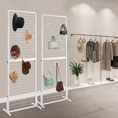Modern 2 PCS Grid Display Rack Gridwall Panel Display Stand White with ...