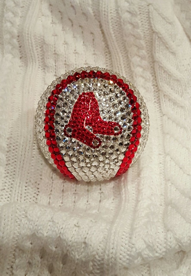 MLB SWAROVSKI CRYSTAL RED SOX BASEBALL , bling baseball,crystal ...
