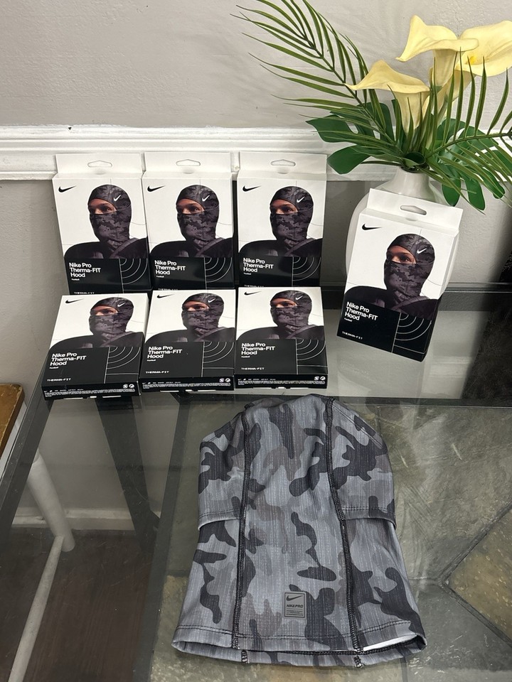 Grey Camo Nike Pro Hyperwarm Balaclava Hood Dri-Fit One Size Fits All ...
