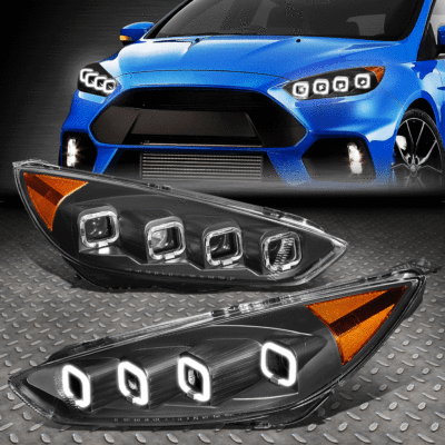 [SEQUENTIAL SQUARE LED HALOS] FOR 15-18 FOCUS PROJECTOR HEADLIGHTS ...