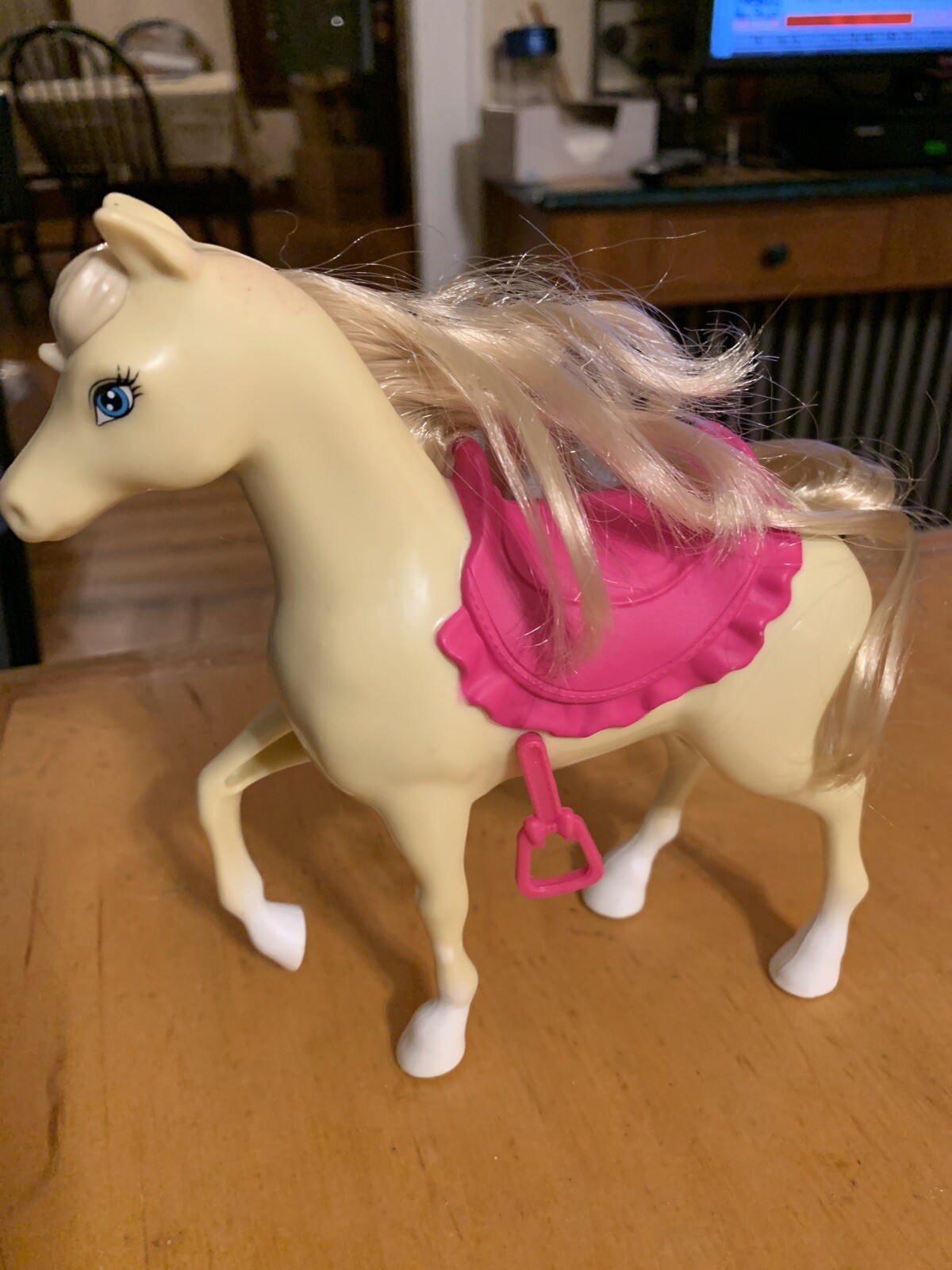 Mattel Barbie sisters 6.5 inch tall white horse with pink saddle blue ...