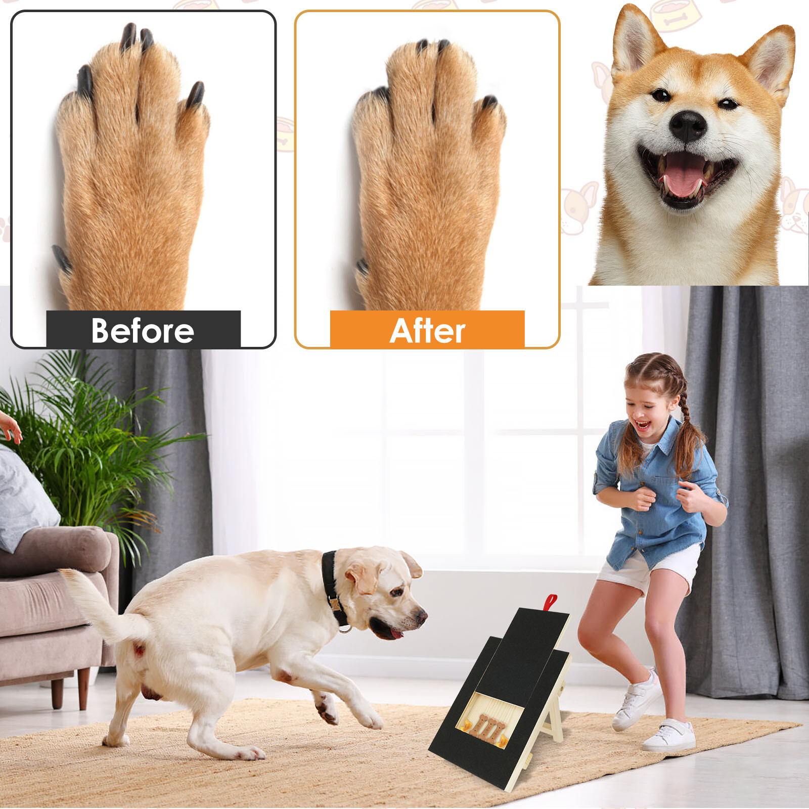 Dog Nail Scratch Board with Built-in Treat Box Wood Dog Scratch Pad Fun ...